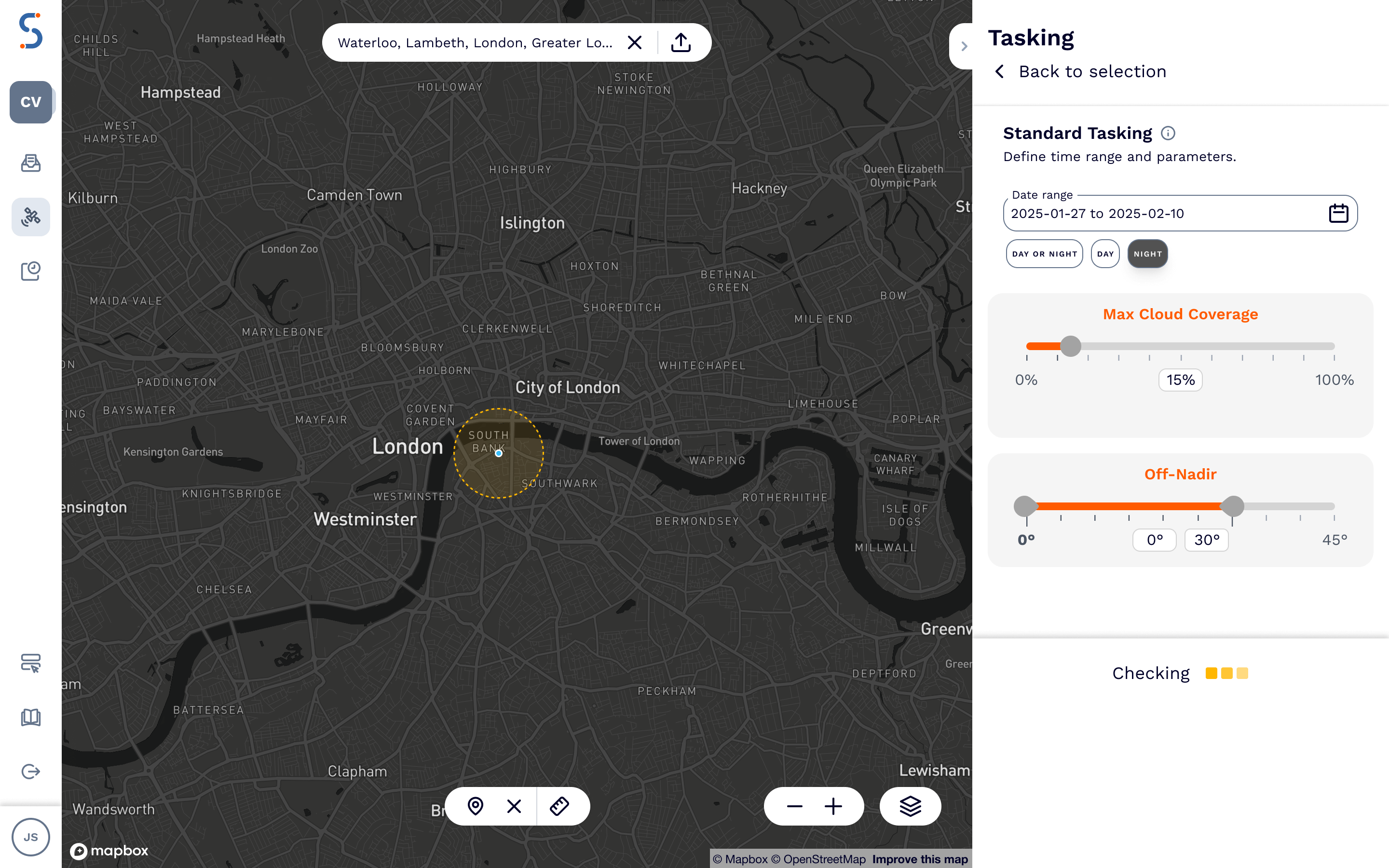 SatVu web application - feasibility check in progress.