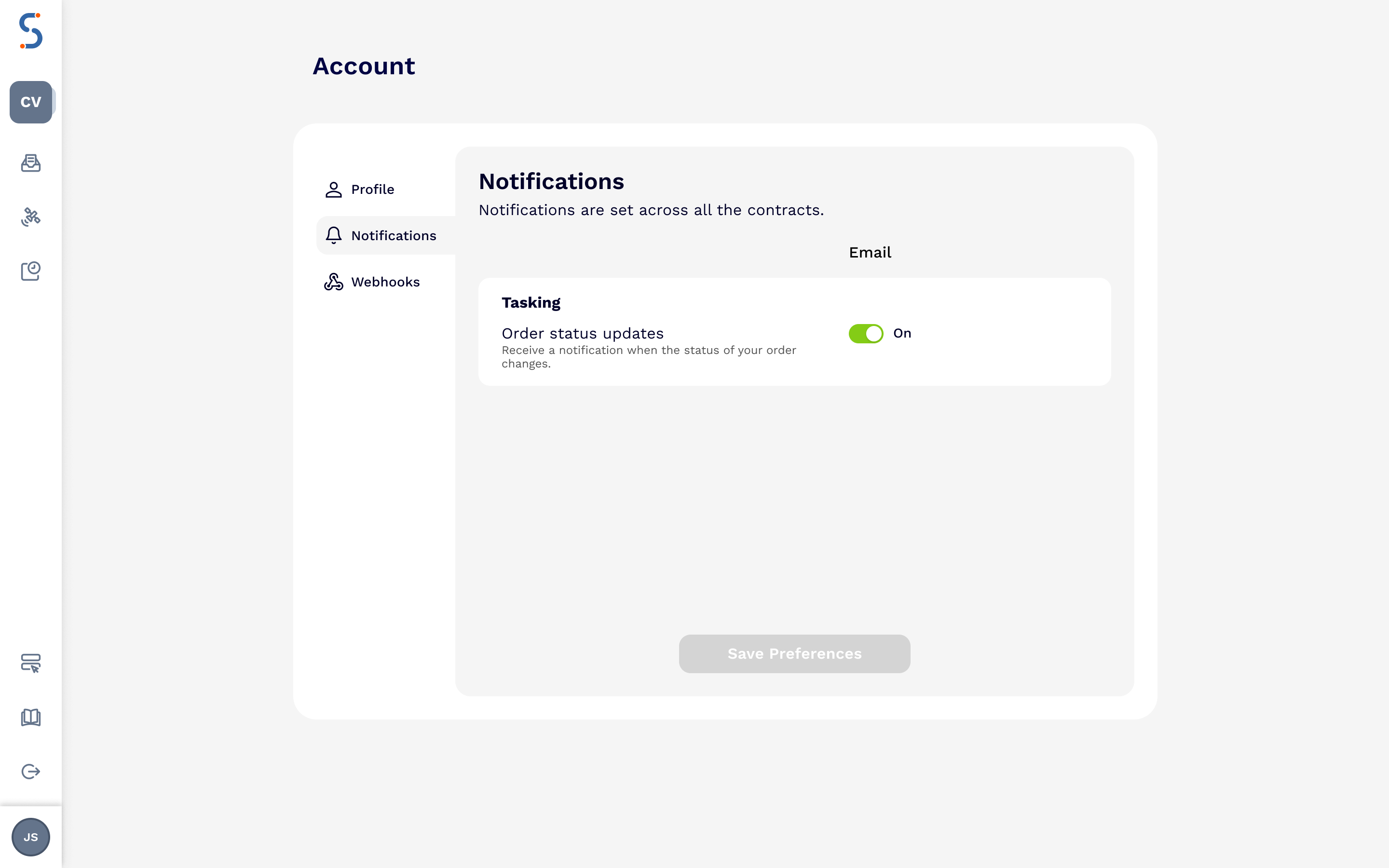 Notification settings dialogue.
